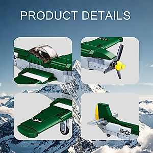 DAHONPA P51D Fighter Military Army Airplane Building Bricks Set with 1 Figure, 323 Pieces Air-Force Build Blocks Toy, Gift for Kid and Adult.