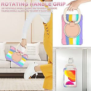 BATYUE iPad Mini 5 Case - iPad Mini 4 Case; Heavy Shockproof Drop Case with Pencil Holder/ 360° Swivel Stand/Shoulder Strap; Cover for iPad Mini 5th/4th Generation 7.9 Inch; for Kids (Colourful Pink)