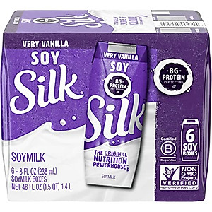 Silk Shelf-Stable Soy Milk Singles, Very Vanilla, Dairy-Free, Vegan, Non-GMO Project Verified, 8 oz., 6 Pack