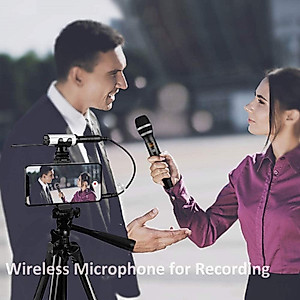 HOTEC Wireless Microphone, Metal Dual UHF Dynamic Handheld Microphone System for Karaoke, Singing, Speech (H-U26)