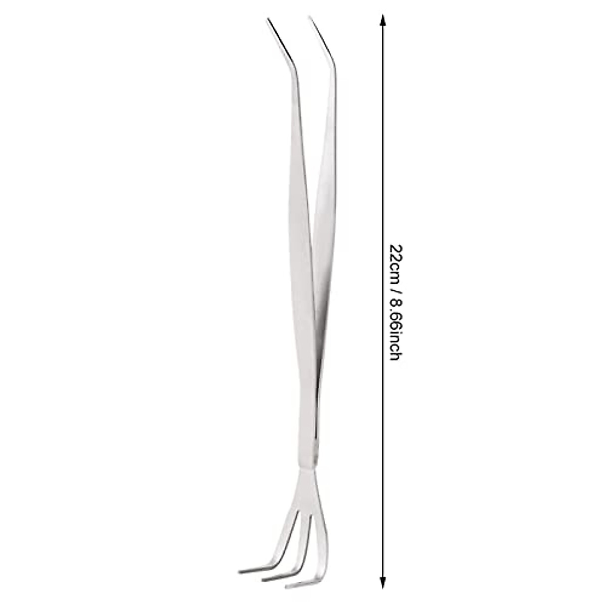 Bonsai Rake，9.8in 2-in-1 Stainless Steel Root Rake 3 Prong Root Rake Loosen Soil Bonsai Tools Ergonomic Handle Tweezers for Gardening Plants