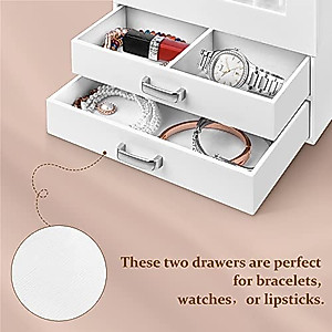 Teamkio Jewelry Box for Women Girls, 5 Trays Elegant Jewelry Organizer Stand , Necklace Holder, Jewelry Holder Display for Necklaces, Earrings, Rings, Bracelets