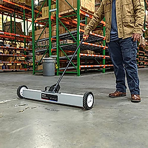 NEIKO 53418A 36-Inch Magnetic Pickup Sweeper with Wheels, Adjustable Handle, and Floor Magnet, Heavy-Duty Magnet to Pick Up Nails, 30-Pound Capacity