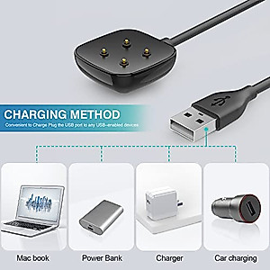 Trami 2 Pack Compatible with Fitbit Sense&Versa 3 Charger, Replacement USB Charging Cable Cord Stand for Versa 3/Versa 4/Sense/Sense 2 Watch,3.3ft+3.3ft