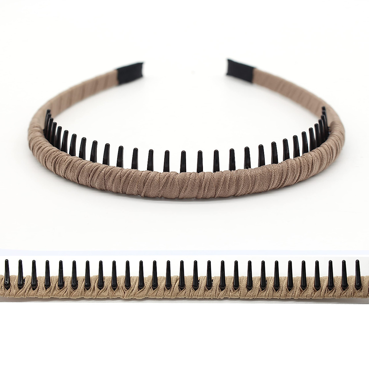 JOBAND 4pcs Hairbands for Women, Non-Slip Zig Zag Headbands, Adjustable Teeth Comb Hair Hoop, Daily Use, Yoga, Spa, Parties, Resin Cotton Blend