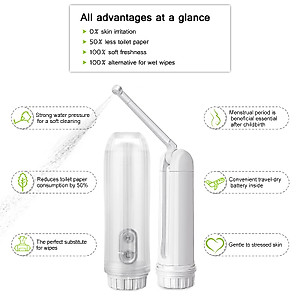 Portable Bidet - Mini Foldable Handheld Personal Travel Bidet with 2 Pressure Options Electric Sprayer Toilet for Personal Hygiene Cleaning/Soothing Postpartum Care/Perineal & Hemmoroid Treatment