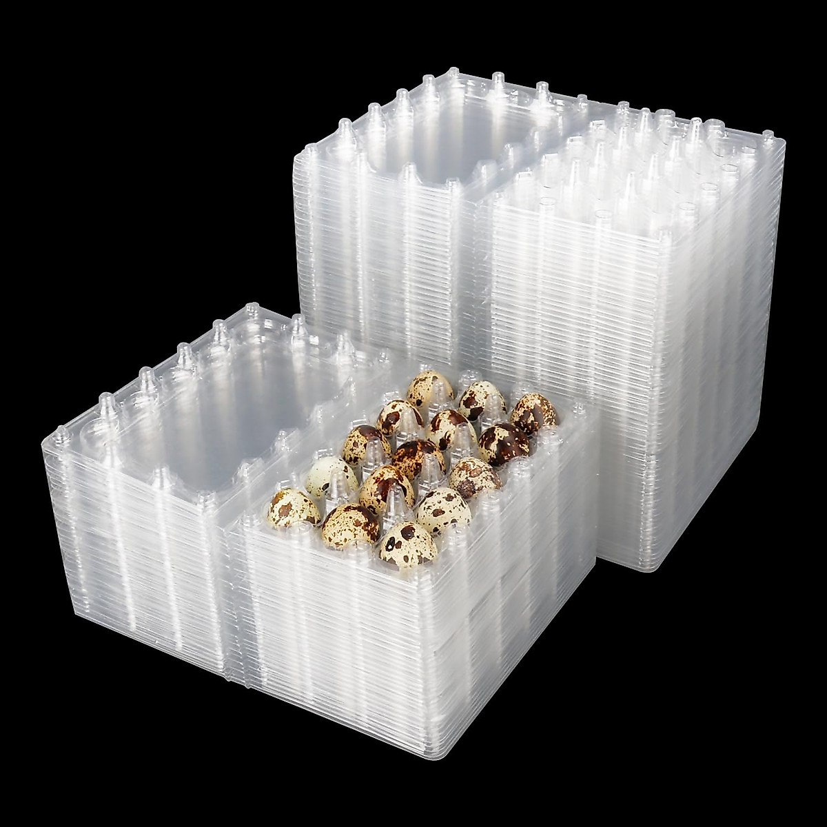 KUKLIPJIM 200 Pack Quail Egg Cartons, Clear Plastic Quail Egg Trays, Holds up to 15 Quail Eggs Securely - Your Ultimate Small Eggs Carton Holders for Bulk Storage and Display