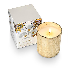 ILLUME Noble Holiday Winter White Large Crackle Glass Candle