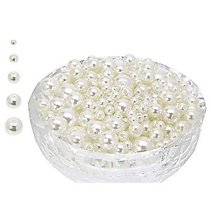 Shapenty 4mm 6mm 8mm 10mm 12mm White Round Pearls Beads Loose Spacer Beads for DIY Craft Necklaces Bracelets Earrings Rings Choker Jewelry Making and Dress Shirt Sweater Decorating Repairing, 380PCS