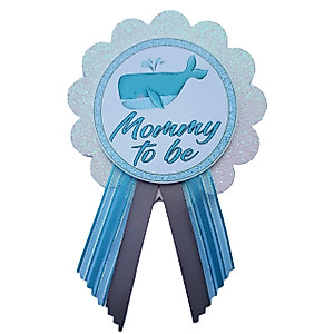 2 Mommy & Daddy to Be Pin Whale Ocean Baby Shower It's a Boy for parents to wear, Blue & White Sprinkle