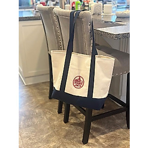 EXZMA Trader Joes Large Tote Shopping Bag Cotton Canvas Embroidered Bag (1), Navy Blue