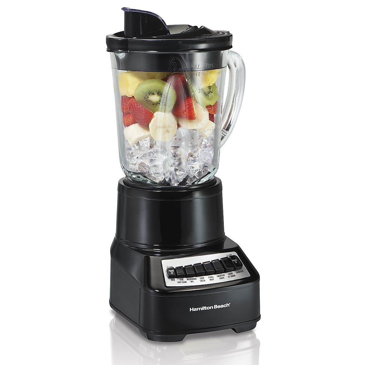 Hamilton Beach Wave Crusher Blender with 14 Functions & 40oz Glass Jar for Shakes and Smoothies, Black (54220) & 6-Speed Electric Hand Mixer with Snap-On Case, Beaters, Whisk, Black (62692)
