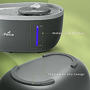 iPettie Avocado Pet Water Fountain with LED Light, 67oz/2.0L, Ultra Quiet Cat Water Fountain with Filter, Automatic Pet Water Fountain for Cats and Small Dogs, Grey
