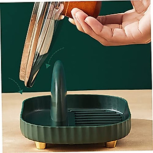 LIFKOME Desktop Rack Brackets for Shelves Cutting Board Holder Stand Pan Lids Holder Table Spoon Rest Pot Cover Shelf Lid Holder Pot Lid Storage Rack Pot Cover Rack Chopsticks Green Crock