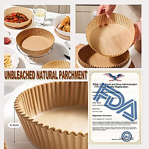 120pcs Air Fryer Disposable Paper Liners,6.3inch FDA Certificate Air Fryer paper ,Oil-proof Non-stick Air Fryer Parchment Paper Liners Round,Baking Cooking Unbleached Paper Liner.