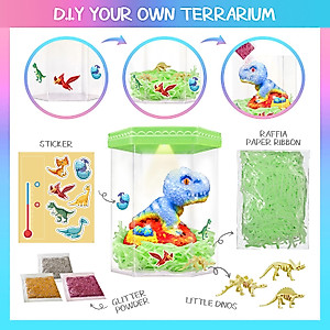 Crystal Growing Kit, Light-Up Dinosaur Terrarium Kit, Grow, Paint & Decorate Your Own Dinosaur, DIY STEM Project Educational Arts and Crafts Set, Gift Idea for Boy & Girl Aged 8 9 10 11 12+ (Upgraded)