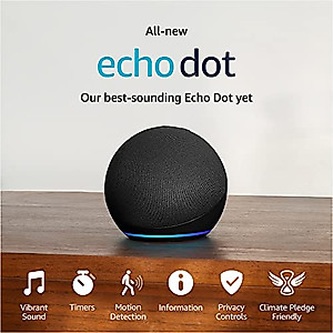 Echo Dot (5th Gen) Charcoal | with Amazon Basics Smart Color Bulb