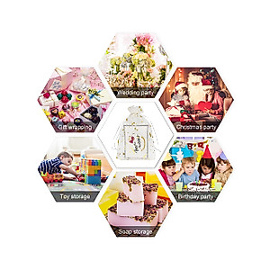 Jexila 100PCS Moon Star Organza Bags 5''X7'' White Mesh Drawstring Jewelry Gift Bags for Baby Shower Wedding Party Favor Candy Bags