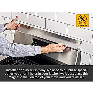 StoveShelf 30" Length White Magnetic Shelf for Kitchen Stove - Kitchen Storage Solution with Zero Installation - Over Stove Spice Rack Organizer