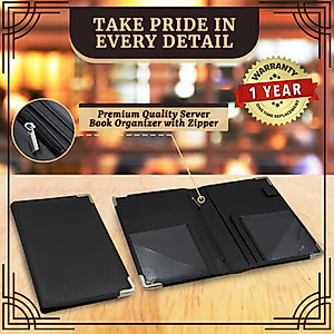 Brinero Professional Server Books for Waitress, Dual Core Deluxe Server Book Organizer for a Sturdy Surface, Metal Corners, Server Book - Waitress Book Organizer - Servers Book for Waitress