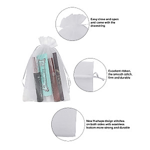 Jexila 100PCS Sheer Organza Bags 5''X7'' White Mesh Drawstring Bags Small Jewelry Bag for Wedding Party Favor Pouch Gift Bags
