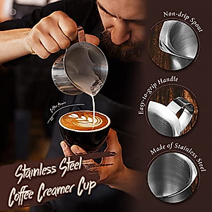 Potchen 24 Pack Stainless Steel Bell Creamers 3 Ounce Creamer Pitcher Mini Coffee Milk Pitchers with Handle and Pouring Spout Cups for Serving Espresso, Tea, Milk, Jam, Maple Syrup, Sauce