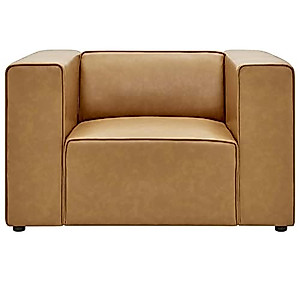 Modway Mingle Vegan Leather Lounge Armchair, Tan