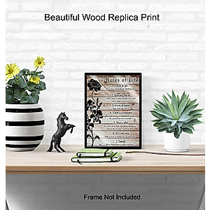 7 Rules Of Life Wall Art - Inspirational Gifts for Women, Men - Motivational Posters, 8x10 - Inspirational Wall Decor - Home Office, Bedroom, Living Room - Inspiring Positive Quotes Wall Decor