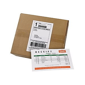Avery Printable Shipping Labels with Paper Receipts, 5-1/16" x 7-5/8", White, 100 Blank Mailing Labels (27900)