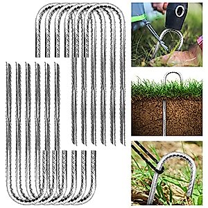 Pack 12 Galvanized Rebar Stakes Heavy Duty J Hook Anchor Stakes,Ground Anchors, Ground Stakes Tent Stakes Steel Ground Anchors, Heavy Duty Garden Stakes for Chain Link Fence