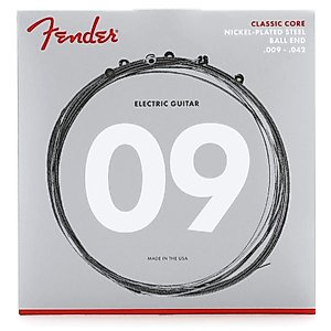 Fender Classic Core Electric Guitar Strings, Nickel Plated Steel, Ball End, 255L .009-.042