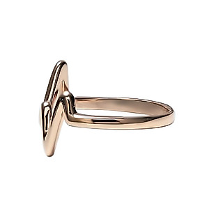 TwoBirch 18k Rose Gold Microplated 925 Silver Heartbeat Ring (Size 8)
