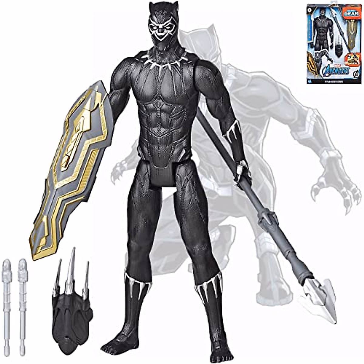 HASBROSERIES Titan Hero Series Black Panther 12 Inch Action Figure with Blast Gear