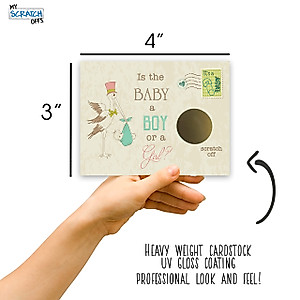 My Scratch Offs - 25 Pack Its a Boy Vintage Stork Baby Carriage Gender Reveal Scratch Off Cards & Stickers Funny Games Ideas for Family and Guests