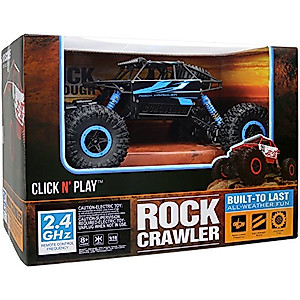 Click N' Play Remote Control Car 4WD Off Road Rock Crawler Vehicle 2.4 GHz, Blue