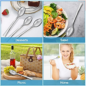 100PCS Mini Plastic Spoons,Silver Plastic Mini Spoons,Disposable Mini Dessert Spoons 4.5 Inches,Mini Tasting Spoons Appetizer Spoons Perfect for Coffee Espresso Cake Desserts Appetizers