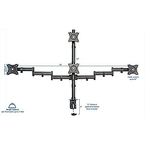 Servicrt Quad Monitor Heavy Duty Desk Mount 3 + 1 Stand Holds Four Screens up to 24" Officeproducts Office Desk Office Organization Monitor Mount Dual Monitor Stand Monitor arm Computer Stand Monito