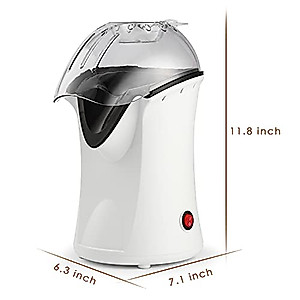 Nictemaw Hot Air Popcorn Popper, 4 Cup, 1200W Electric Popcorn Machine with Measuring Cup and Removable Top Cover, 3 Minutes Quick Popcorn Maker for Home Use, White