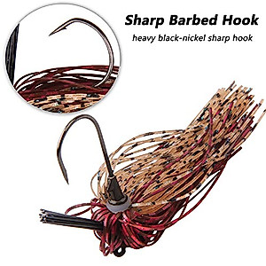 Bass Football Jigs Set-6pcs Weedless Jig Swim Jigs for Bass Fishing Jig Head Silicone Skirts Weedguard System Fishing Lure Kit 1/4oz