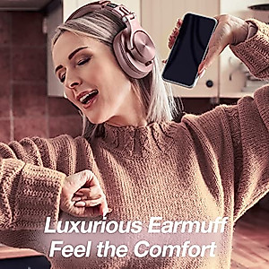 OneOdio A70 Bluetooth Over Ear Headphones for Women and Girls, Pink DJ Headphones, Wired Wireless Recording Headsets, Shareport, Stereo Jack for Guitar Amp Computer PC Tablet (Rose Gold)