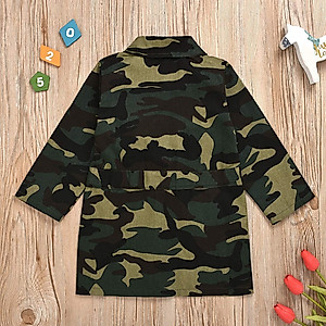 BOIZONTY Toddler Kids Baby Girl Camouflage Jacket Coat Casual Denim Windbreaker Button Down Outerwear Winter Fall Outfit Clothes (Camouflage,4-5 Years)