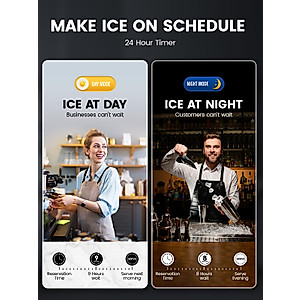 Kndko Commercial Ice Maker Machine, 100 lbs/24H, Stainless Steel Ice Maker with 2 Way Add Water, Under Counter Ice Machine, Freestanding Ice Maker, 24H Timer,Ice Machine for Home,Bar,Restaurant,RV
