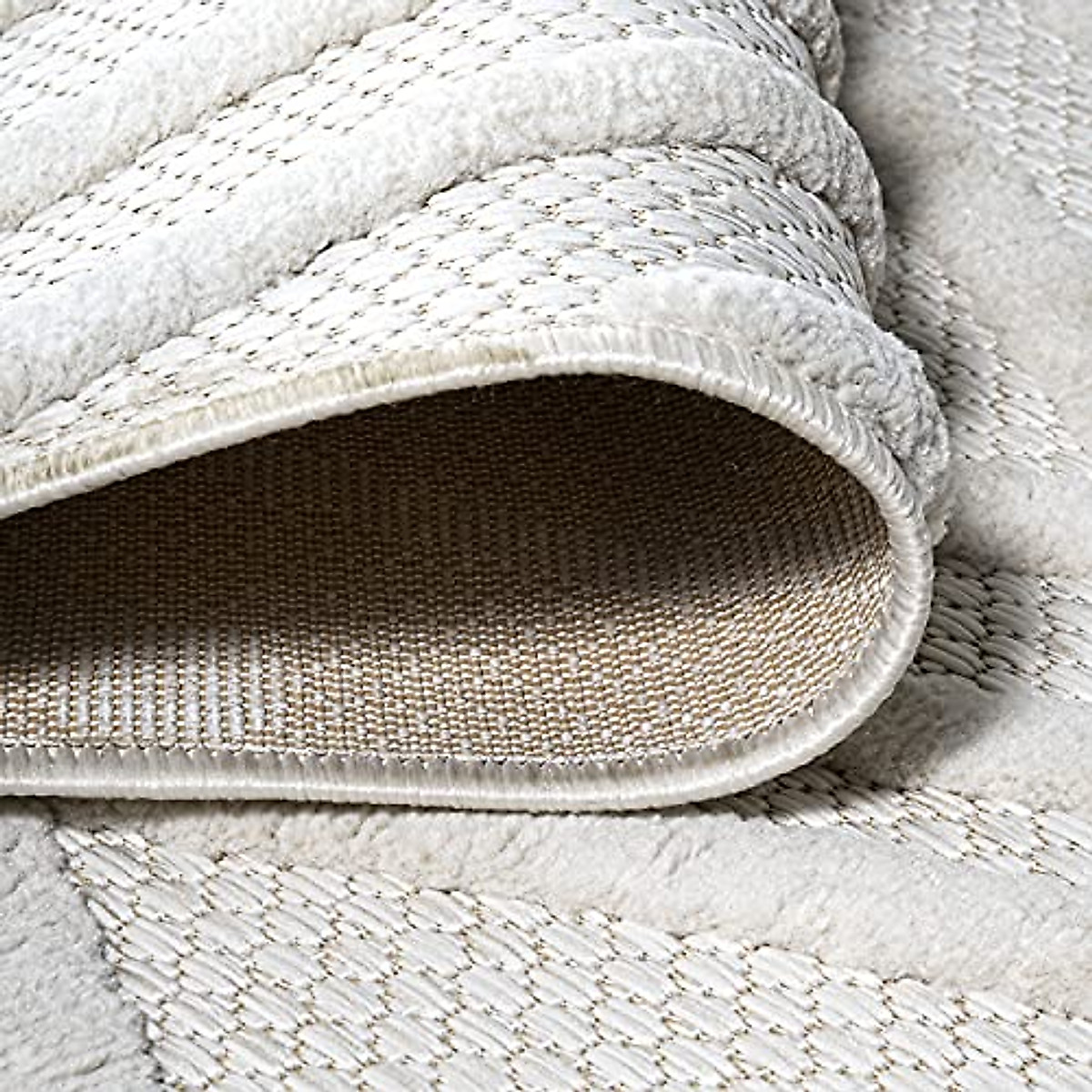 JONATHAN Y IBZ100D-5R Balansat Moroccan Diamond Indoor Outdoor Area-Rug Bohemian Geometric Easy-Cleaning Bedroom Kitchen Backyard Patio Porch Non Shedding, 5' Round, Ivory