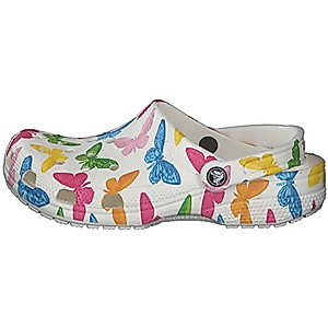 Crocs Unisex- Adult Classic Printed Floral Clogs, Butterfly/White, 7 Women/5 Men