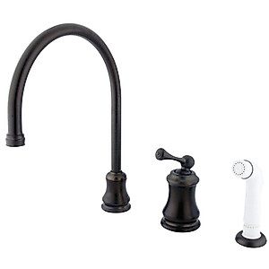 Kingston Brass KS3815BL Restoration Widespread Kitchen Faucet, 9", Oil Rubbed Bronze