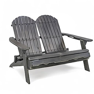 Christopher Knight Home Great Deal Furniture Muriel Outdoor Dark Grey Finish Acacia Wood Adirondack Loveseat