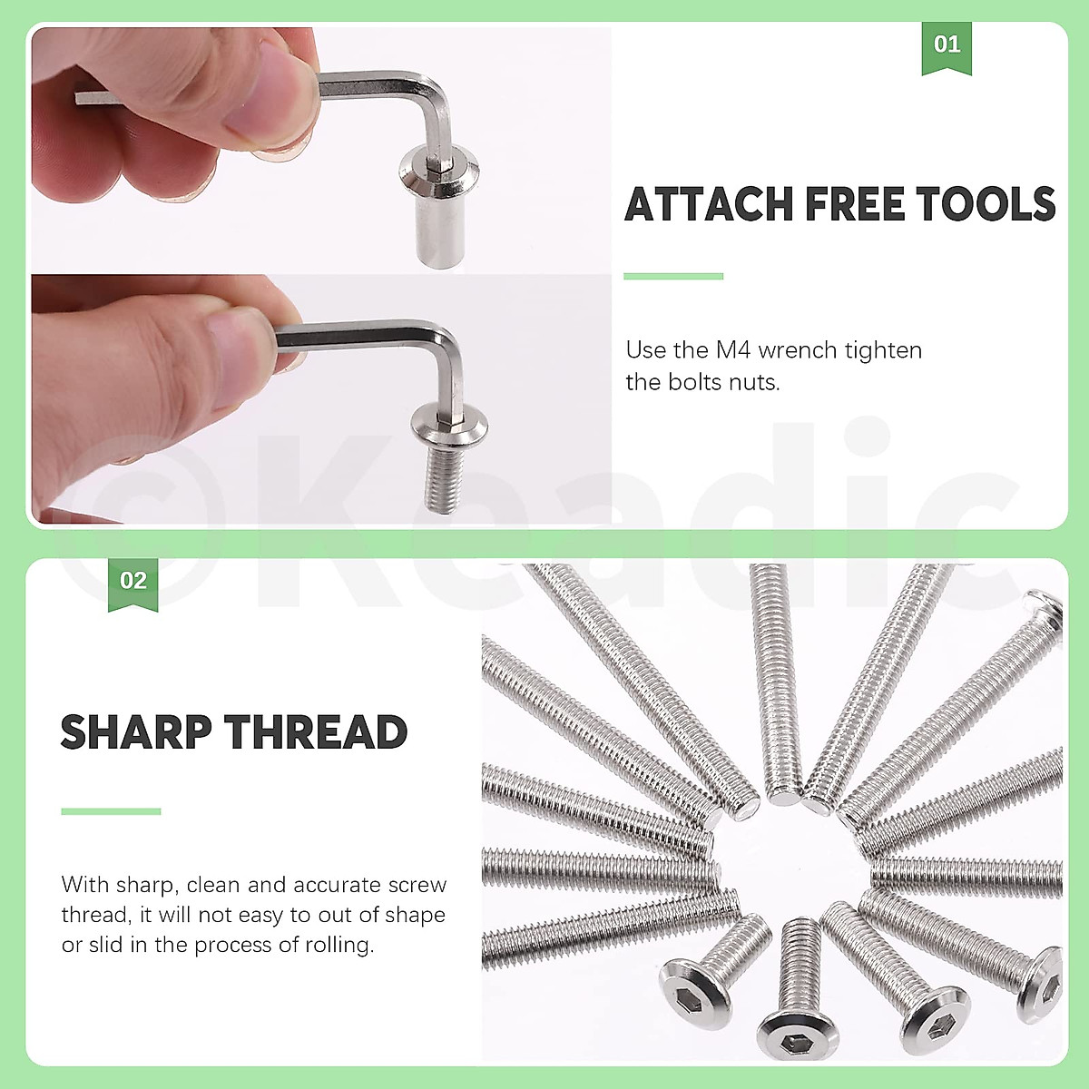 Keadic 25 Pcs M6 x 25mm Socket Cap Bolts Barrel Nuts Kit with Hex Key, Silver Binding Screws Stud Posts Assortment Kit Countersunk Furniture Crib Bolts for Bed Chair Table Cabinet