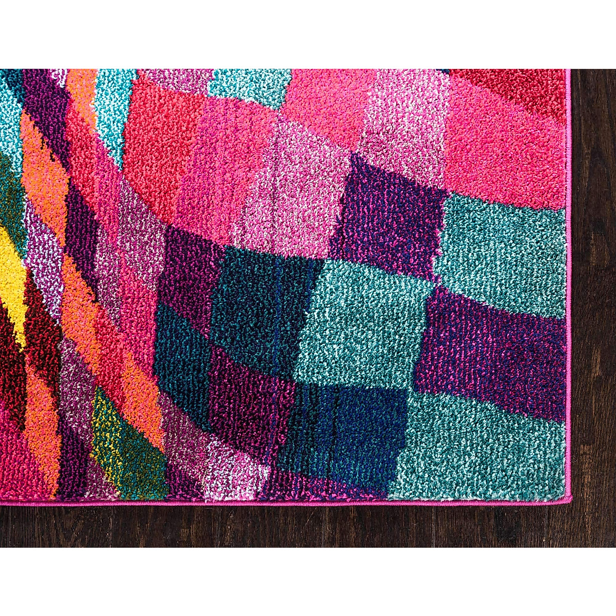 Unique Loom Estrella Collection Geometric, Abstract, Colorful, Modern, Eclectic Area Rug, 7 ft x 10 ft, Multi/Pink