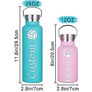 Personalized Water Bottles with Straw, Custom Insulated Water Bottle Engraved Name Text for Women Men Girls Boys-12oz/26oz