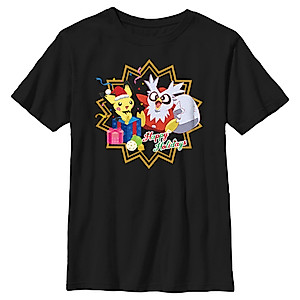 Fifth Sun Kids' Pokemon Holiday Party Boys Short Sleeve Tee Shirt, Black, Small